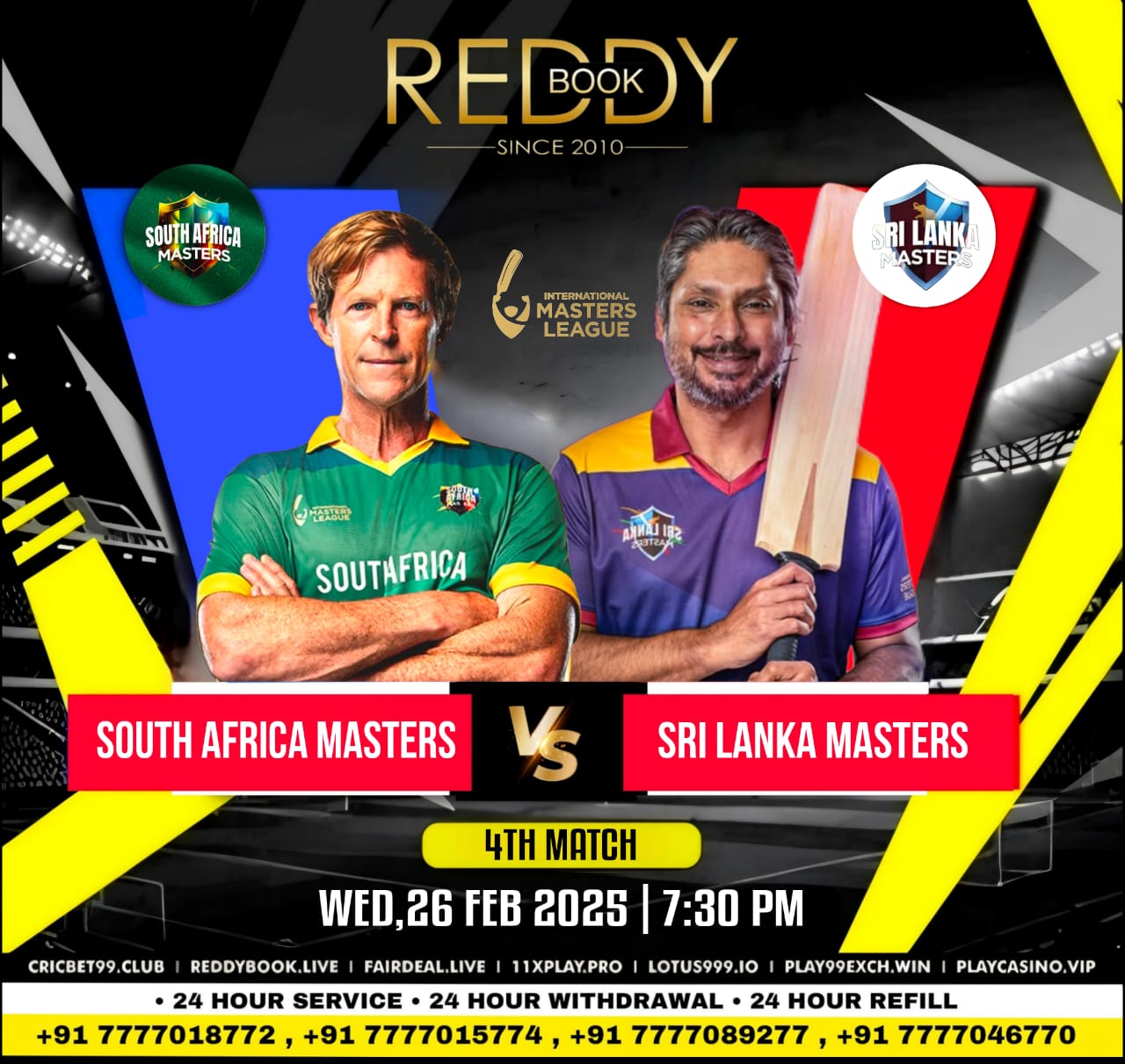 South Africa Masters vs Sri Lanka Masters, IMLT, Reddy Anna Today Match ...
