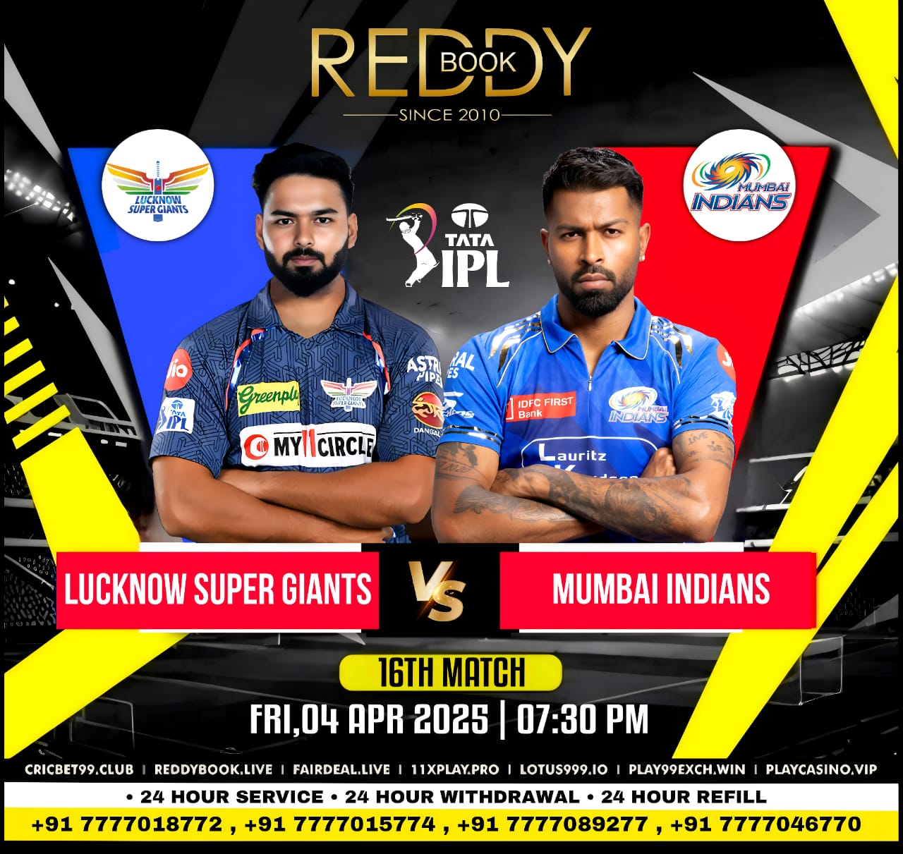 LSG vs MI Match Prediction: Who Will Win Today's IPL Match 16 2025 Reddy Anna Book